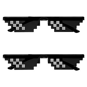 WLLHYF 2 Pack Thug Life Sunglasses Mosaic Pixel Glasses Party Dress Up Shades Funny Unisex Photo Props for Women Men Kid