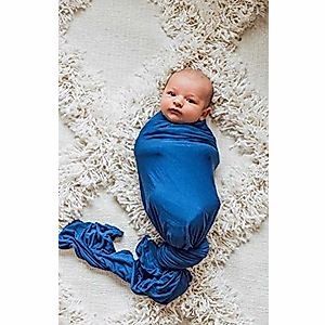 Swaddle Blanket & Hat Set | Receiving Baby Blanket | Soft & Cozy | 47" x 47" Size for Newborns, Infants, and Toddlers (Packaging May Vary) - (Indigo)