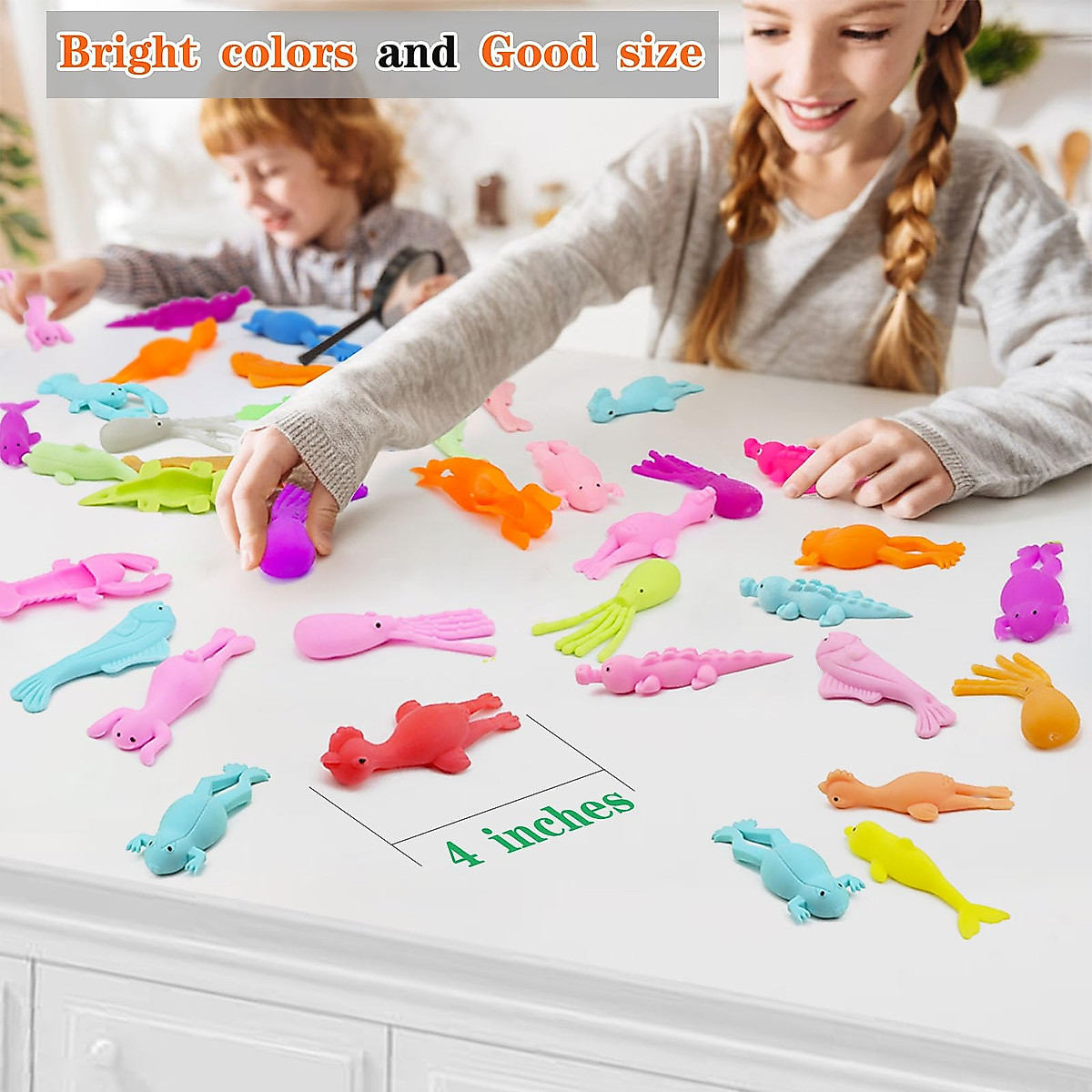 MIMIDOU 30 Pcs Finger Slingshot Animal Toy, Funny Stretchable Flick Rubber Animals, a Variety Simulation Animals Great for Various Festivals and Parties.