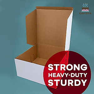 12x12x6 inches Corrugated Heavy-Duty White/Brown Sturdy Kraft Cake Boxes (50-Pack)