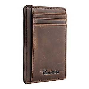 Travelambo Front Pocket Minimalist Leather Slim Wallet RFID Blocking Medium Size(02 CH Coffee