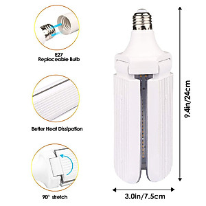 xingruyu [2 Pack 150w LED Grow Light Bulb with 414 LED's Foldable Sunlike Full Spectrum LED Grow Bulb, Plant Light Bulb for Hydroponic Indoor Garden Greenhouse Succulent Veg Flower