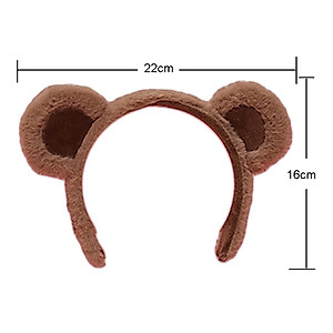 lasenersm 1 Piece Faux Fur Bear Ears Headband Plush Animal Ears Bear Ears Anime Cosplay Headband for Anime Cosplay Party Costume Halloween Party, Brown