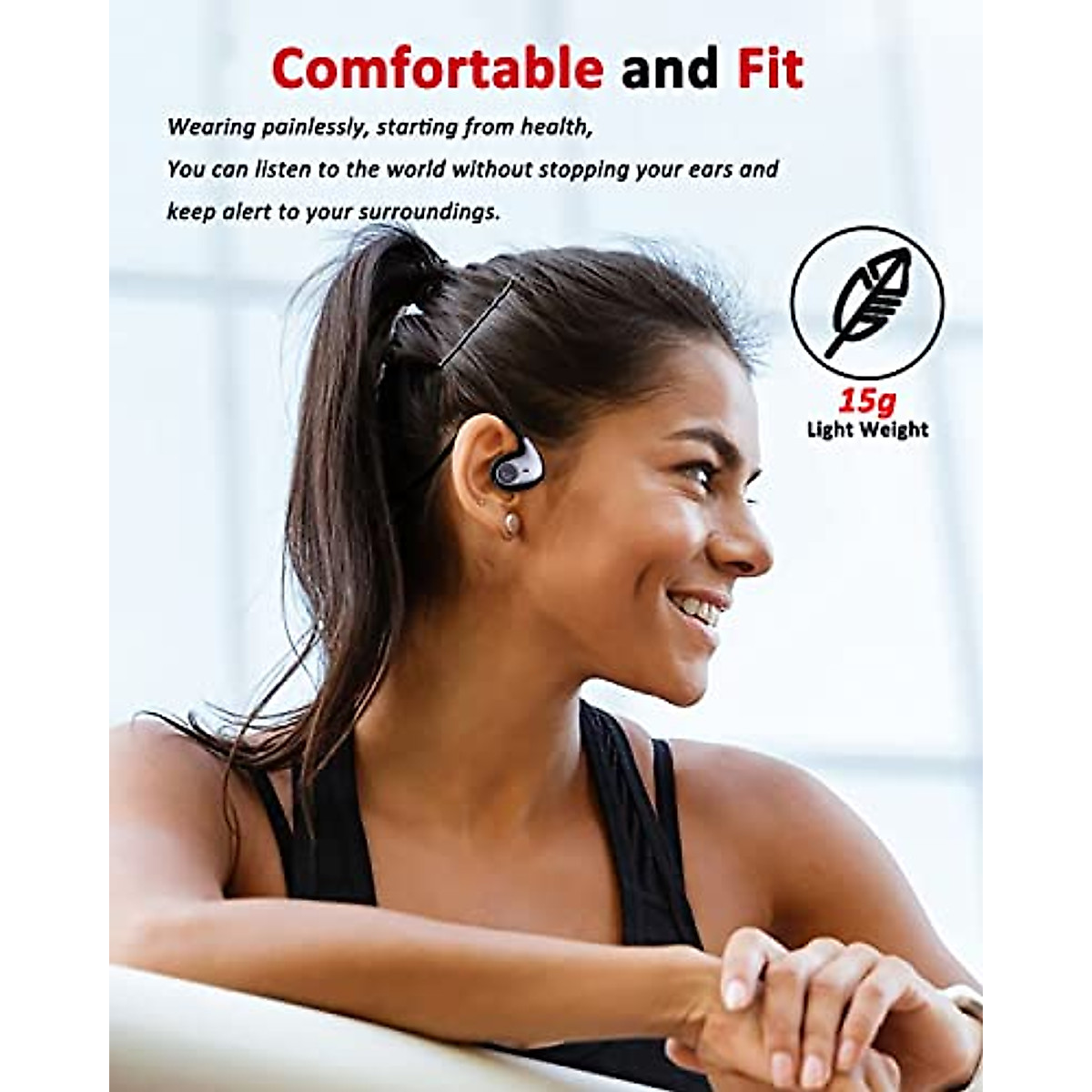 CHNYBQT Air Conduction Headphones，Bluetooth 5.2 Open Ear Headphones Wireless Earphones with Built-in Mic，Flexible and Lightweight Waterproof Sport Headset for Running, Cycling, Hiking, Driving