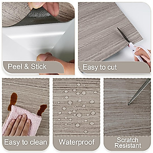 VaryStyle 12x12 Vinyl Flooring Peel and Stick Wood Look Floor Tile - 10 Pack Waterproof Self Adhesive Removable Sticky Tiles for Bathroom, Bedroom, Kitchen