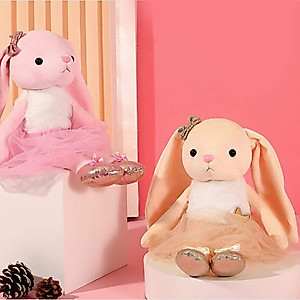 Ruzucoda Ballerina Dolls Plush Bunny Rabbit Soft Toys Ballet Dance Recital Gifts for Girls Pink 15.5 Inches