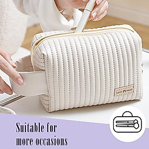 burfocus Small Cosmetic Bags,Zipper Pouch,Makeup Brushes Bag, Waterproof Travel Cosmetic Bag,Cute makeup bag for Women and Girls,Toiletry Bag Accessories Organizer Valentines Day Gifts (White)