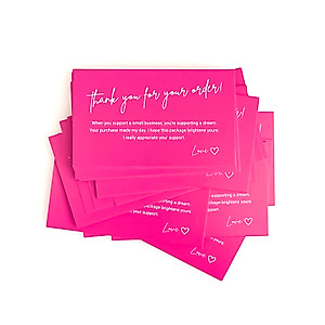RXBC2011 Thank you for the support card Appreciation Notes Thanks card Package Insert for online business pack of 100 Letter print Hot pink