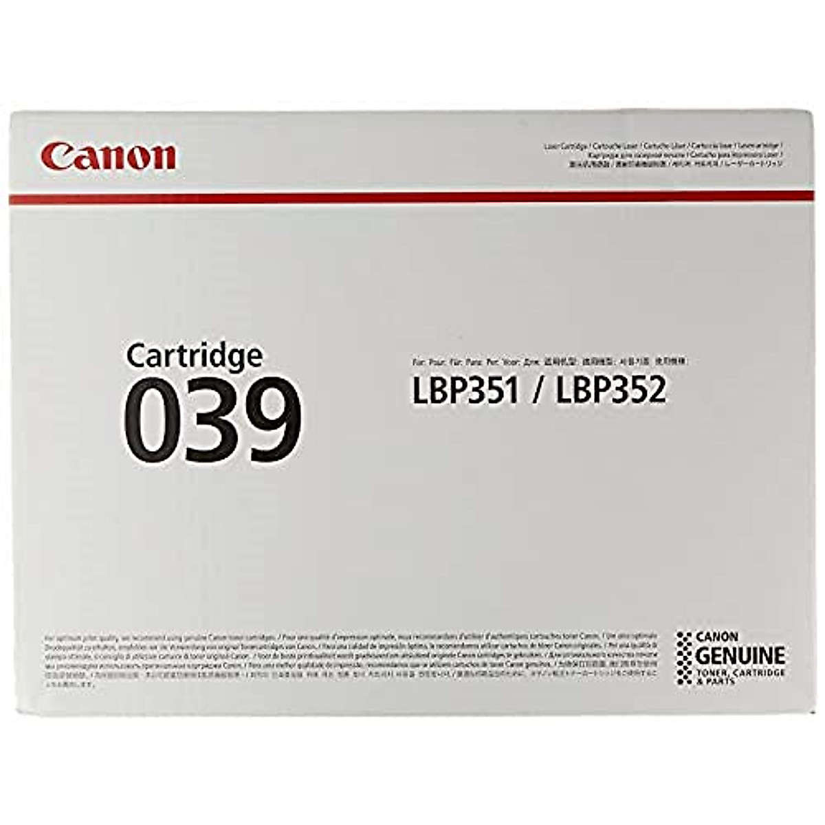 Canon Genuine Toner, Cartridge 039 Black (0287C001), 1 Pack, for Canon imageCLASS LBP352dn, LBP351dn Laser Printers