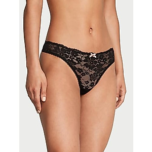 Victoria's Secret Lace Thong Underwear, Panties for Women, Body By Victoria, Black (S)
