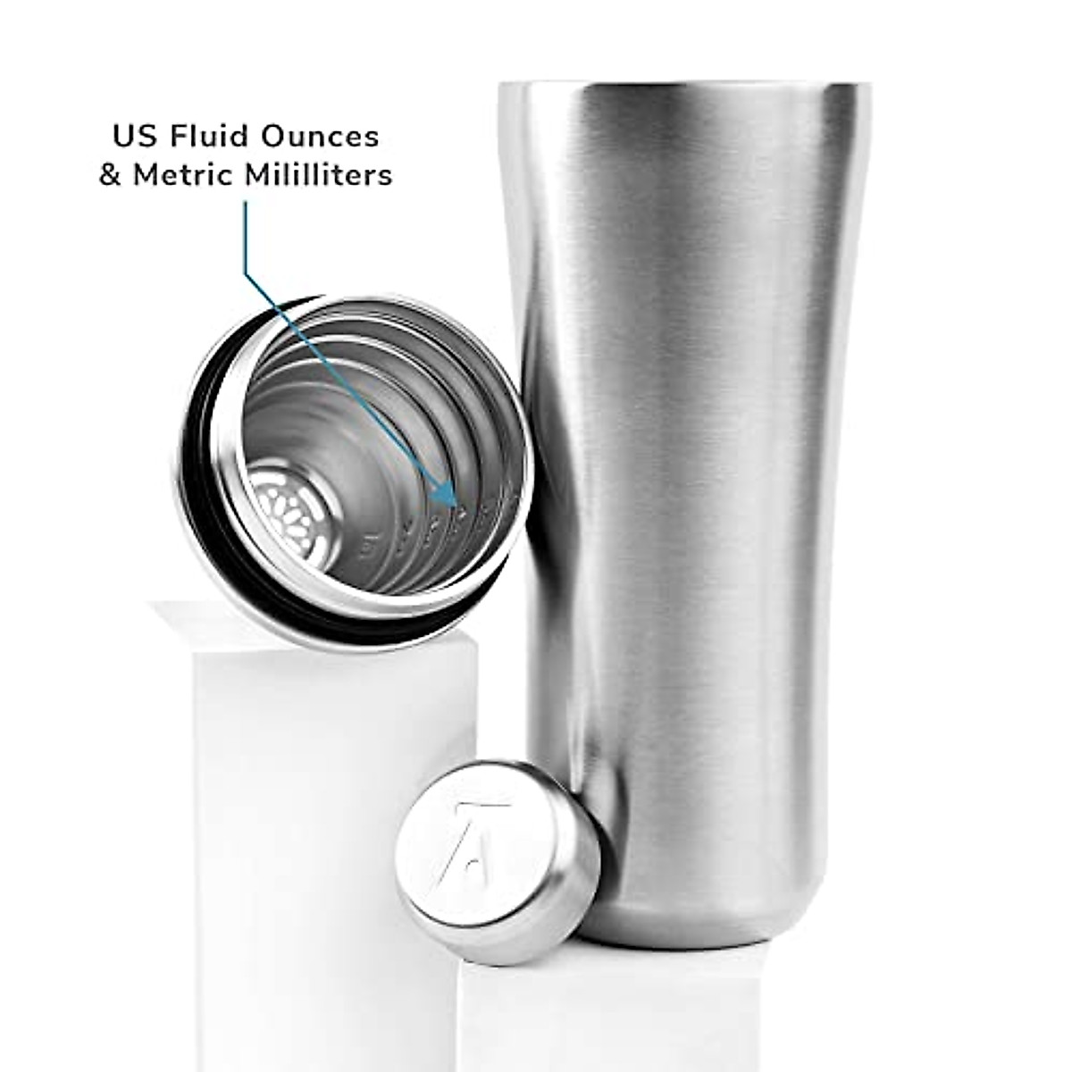 Elevated Craft Hybrid Cocktail Shaker - Premium Vacuum Insulated Stainless Steel Cocktail Shaker - Innovative Measuring System - Martini Shaker for the Home Bartender - 28oz Total Volume