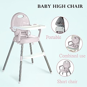 Baby high Chair, Multifunctional 3 in 1 Adjustable high Chair, Removable 3-Position Adjustable Tray, Multipurpose 3-Point Safety Harness (Grey)