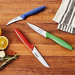 Zyliss 3 Piece Peeling & Paring Knife Set, Blue/Green/Red