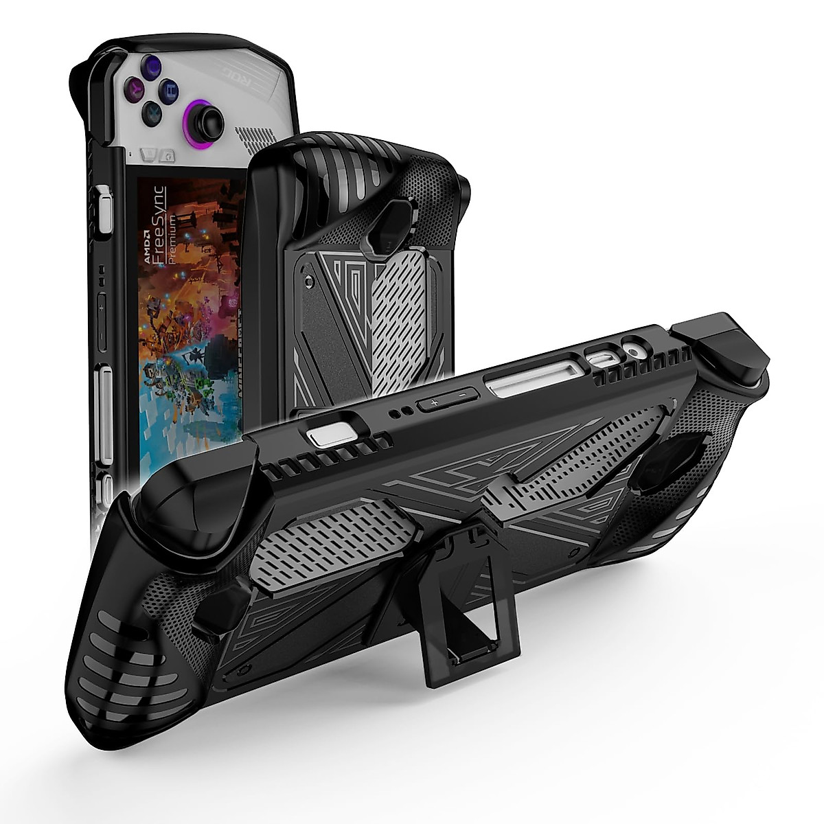 Kickstand Case for 2023 ASUS ROG Ally Handheld, ROG Ally 7 Accessories Protective Cover Grip with Stand (Black)