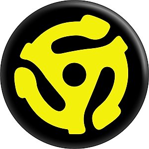 Square Deal Recordings & Supplies Yellow 45rpm Vinyl Record Adapter Logo - 2.25" Round Magnet