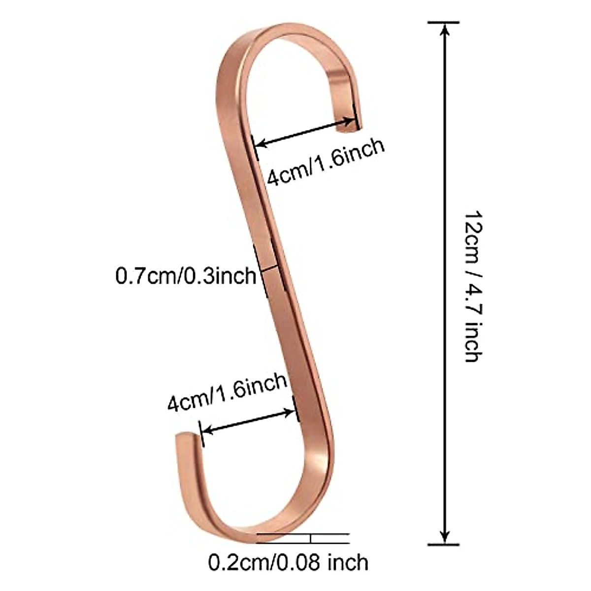 WEYEEN 10PCS Rose Golden S Hooks 4.7 inch，Stainless Steel Heavy Duty S Hooks for Kitchen Utensils, Plants, Pot, Pan, Cups and Towels