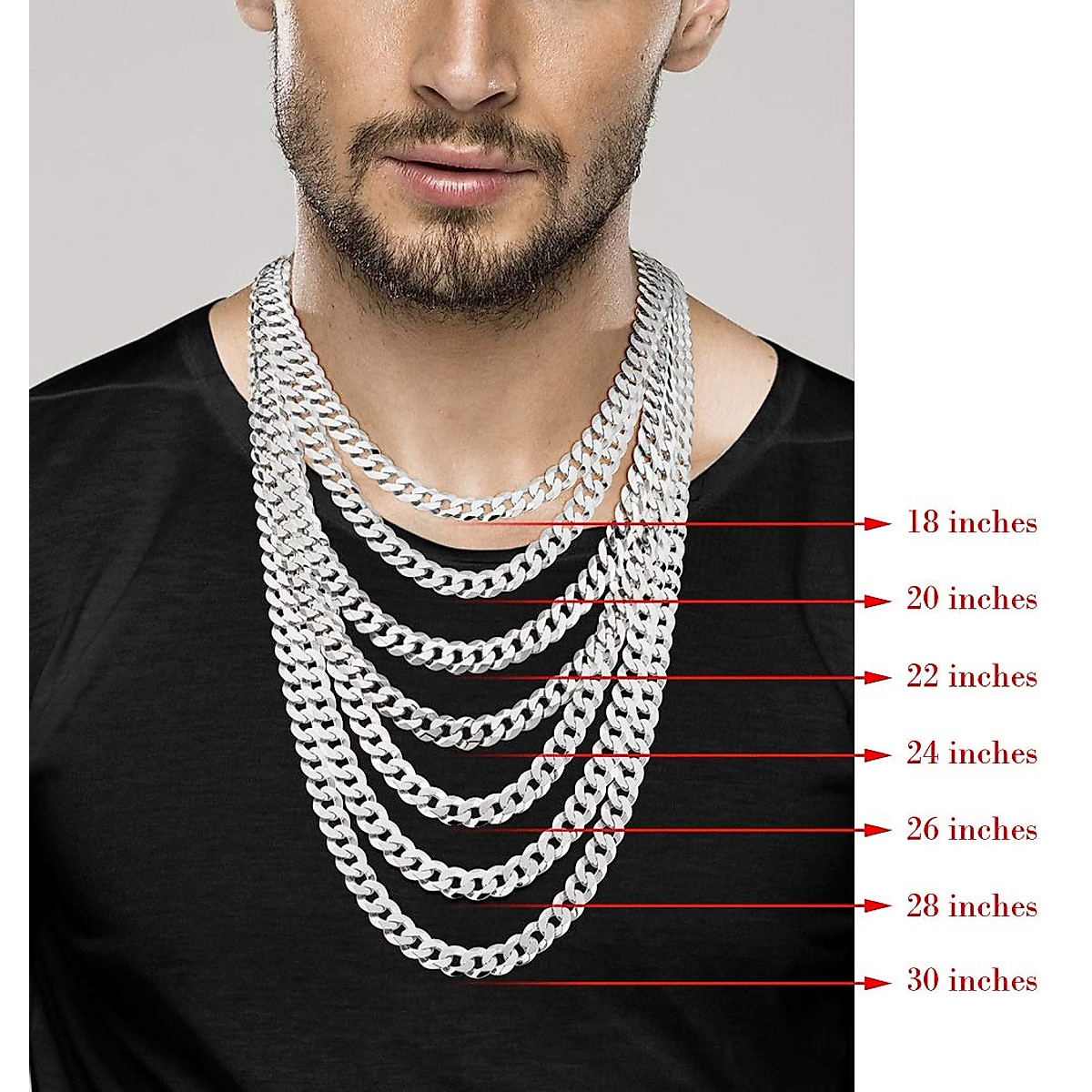 Miabella Solid 925 Sterling Silver Italian 9mm Solid Diamond-Cut Cuban Link Curb Chain Necklace For Men- and women, Made in Italy