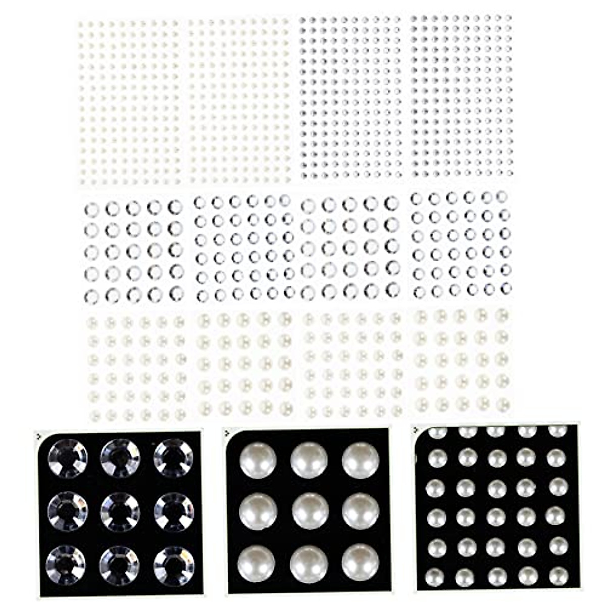 VILLCASE 12 Sheets Beauty Rhinestones Nail Art Decoration Hair Gems Pearl Rhinestones Adhesive Acrylic Stickers Eye Body Peals Nail Acrylic Charm Nail Art Charms Stickers for Phone Shell