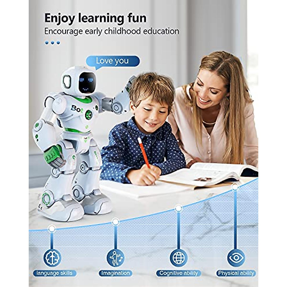Ruko Robot Toys for Kids, Large Smart Remote Control Carle Robots with Voice and App Control, Music, Dance, Record, Programmable, Interactive, Gifts for Kids 4 5 6 7 8 9 Year Old Boys and Girls