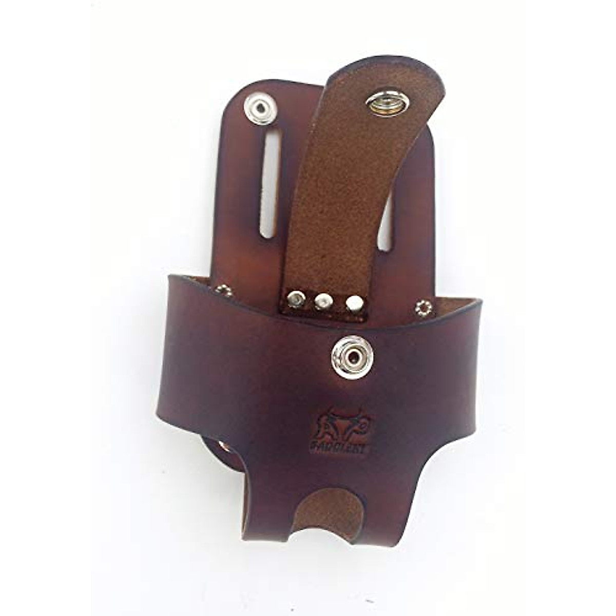 Basket Style Leather Tape Measure Holder by AP Saddlery (Dark Brown)