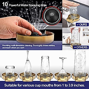 2023 Newest Gold Glass Rinser for Kitchen Sink - Bottle Cleaner,Cup Rinser,Glass Washer for Kitchen Sink,Sink Accessories,Faucet Attachment,Kitchen Gadgets,Bar Sink Auto Glass Rinser,Stainless Steel