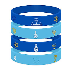 BlueBell 20 pc Jewish, Hanukkah, Bar Mitzvah Celebration, Jewish, Israel Wristbands Party Favors (Small, Jewish)