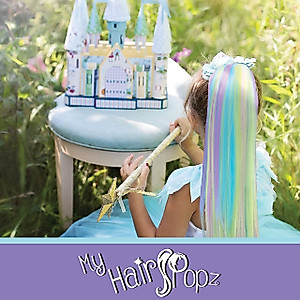 My Hair Popz Deluxe Synthetic Fiber Ponytail Hair Extensions | Heat and Tangle Resistant Colored Hair Extensions for Kids | Easy to Attach Ponytail for Child Friendly Use | Claw Clip | Unicorn
