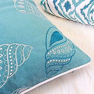 Homey COZY 71156-Seashell Accent Pillow, 1 Count (Pack of 1), Teal