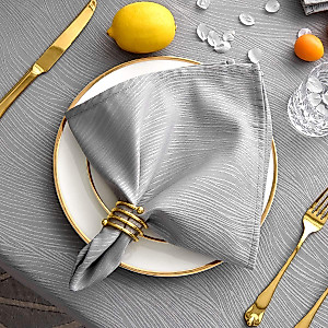 maxmill Jacquard Cloth Napkins 20 x 20 Inch Swirl Pattern Soft Comfortable and Luxury Serviette for Family Dinners Weddings Parties and Banquets Set of 4 Light Gray
