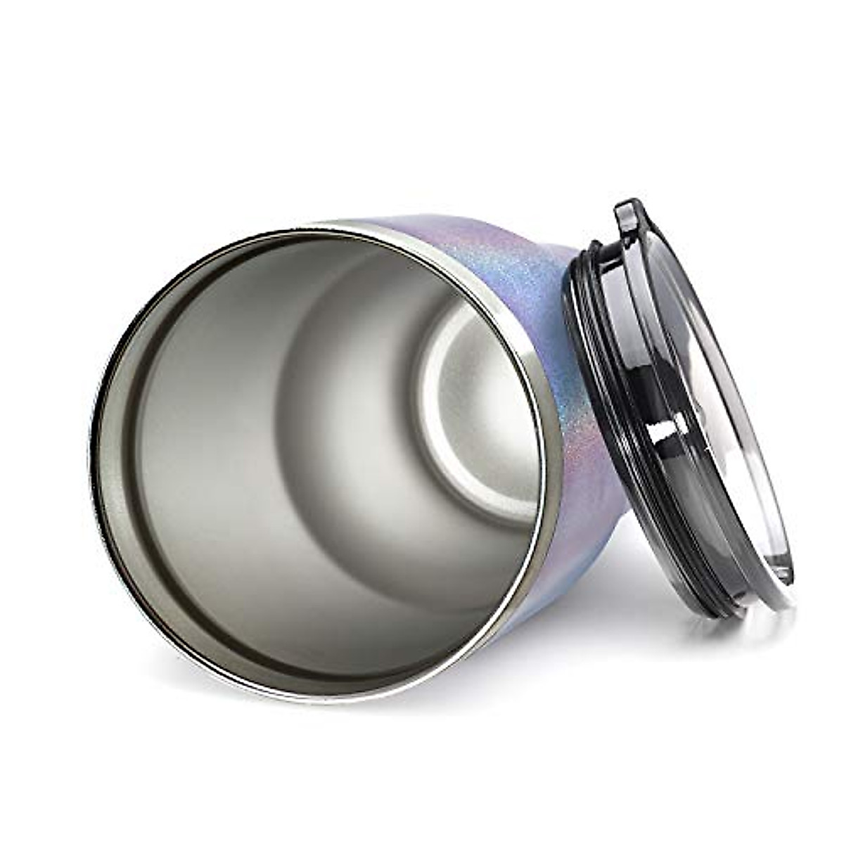 Zibtes 30oz Insulated Tumbler With Lid and Straws, Stainless Steel Double Vacuum Coffee Tumbler Cup, Powder Coated Travel Mug for Home, Office, Travel, Party (Glitter Purple 1 pack)