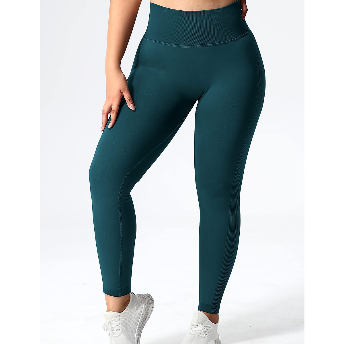 YEOREO Scrunch Butt Lift Leggings for Women Workout Yoga Pants Ruched Booty High Waist Seamless Leggings Compression Tights Teal M
