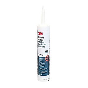 3M Marine Grade Silicone Sealant, 08027, For Boats and RVs, Above the Waterline Interior/Exterior Sealing, White, 10.3 fl oz Cartridge
