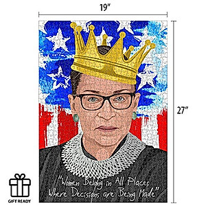 1000 Piece Puzzle, Ruth Bader Ginsburg Collectible, Notorious RBG Inspirational Quote, Women Belong in All Places Where Decisions are Being Made