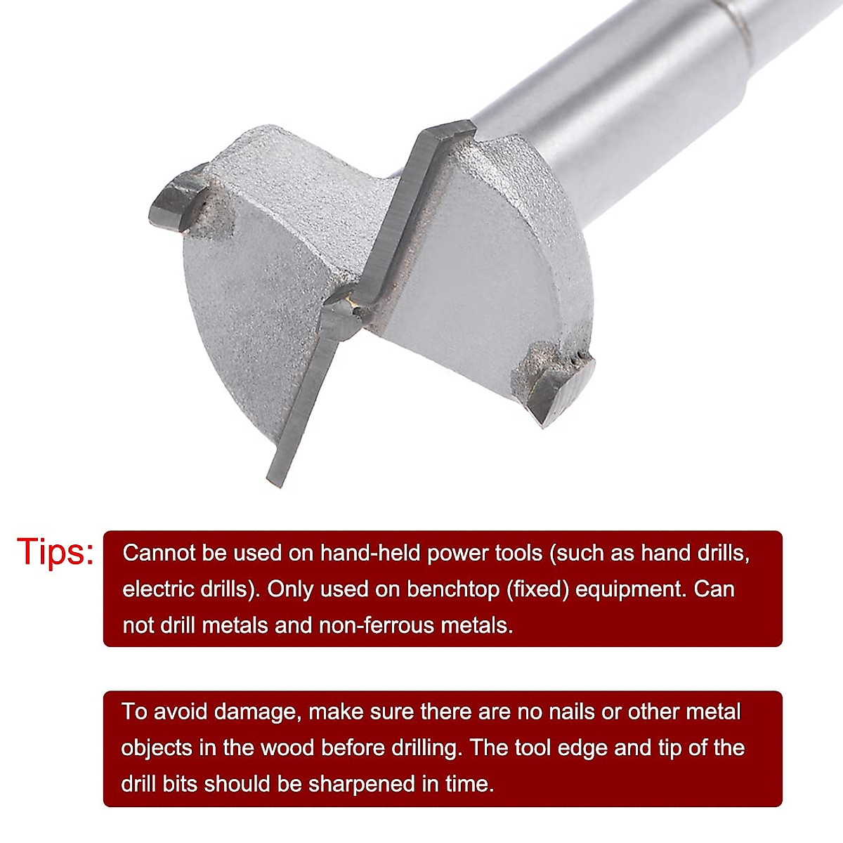 uxcell Forstner Drill Bits 32mm, Tungsten Carbide Wood Hole Saw Auger Opener, Woodworking Hinge Hole Drilling Boring Bit Cutter (Gray)