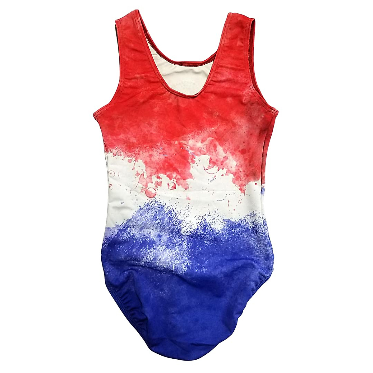 GymnasticsHQ Gymnastics Leotard for Girls - USA Red, White and Blue Rhinestone (CM)