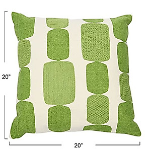 Creative Co-Op Cotton Canvas Printed Embroidery Pillow, 20" L x 20" W x 2" H, Multicolor