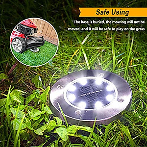 Aogist 4 Packs Solar Ground Lights,8 LED Garden Lights Patio Disk Lights In-Ground Outdoor Landscape Lighting for Lawn Patio Pathway Yard Deck Walkway