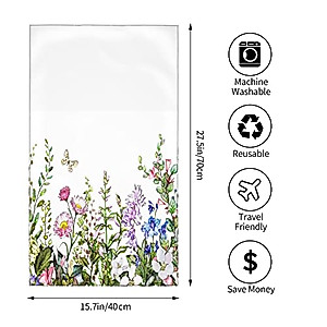 Snrfory Fingertip Towel Watercolor Wildflower Leaves Large Hand Towel for Bathroom Kitchen Spa (15.7x27.5 Inch)