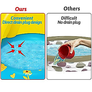 Inflatable Baby Pool with Canopy, Kiddie Splash Duck Pool with Sprinkler Outdoor Water Toys Summer Blow up Swimming Pool Outside Backyard Indoor Gift for Kid Toddlers Boy Girl Age 1-2 1-3 Year Old