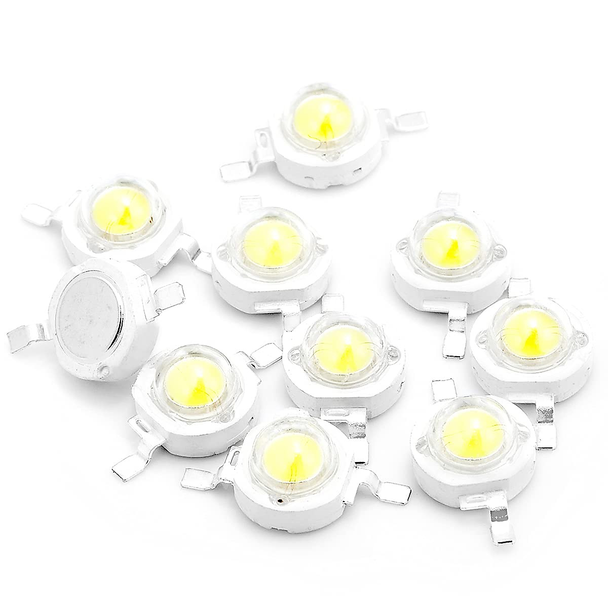 CHANZON 10 pcs High Power Led Chip 1W White 6000K - 6500K (300mA - 350mA / DC 3V - 3.4V / 1 Watt) Super Bright Intensity SMD COB Light Emitter Components Diode 1 W Bulb Lamp DIY Lighting