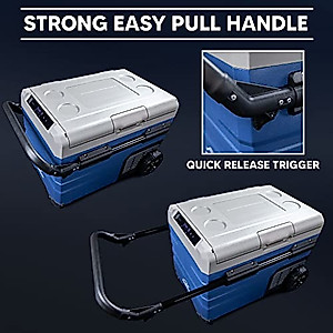 Portable Refrigerator Freezer - 3-in-1 Car Cooler - 35L/37 Quart Capacity Blue Portable Cooler w/Dual Freezer - Strong Compressor Car Refrigerator for Travel, RV Camping, Boats, & Outdoors (-4℉ ~68℉)