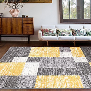 Rugshop Oslo Modern Geometric Boxes Area Rug 7'10" x 10' Yellow