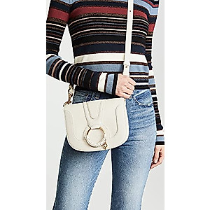 See by Chloe Women's Hana Small Saddle Bag, Cement Beige, Off White, One Size