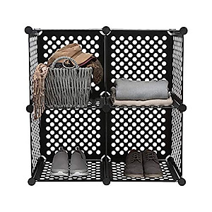 Organize It All Set of 4 Stacking Cubes, Dimensions: 30.2 x 30.2 x 14.8 inches, Stackable Cubes, Great for Any Room, Home Organization, Black