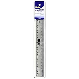 Helix Flexible Stainless Steel Non Skid Ruler 12 Inch / 30cm (13012)