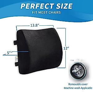 SAIREIDER Comfortable Lumbar Support Pillow for Office Chair, Memory Foam Back Support Pillows for Car、Gaming Chair、 Home Chair, Back Pain Relief Improve Posture, Double Adjustable Straps(Black)