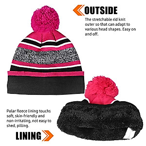 OZERO Beanie and Winter Gloves Warm Sets, Kids Thermal Hat Mitten Set for 4-10 Years Boys and Girls Purple-red