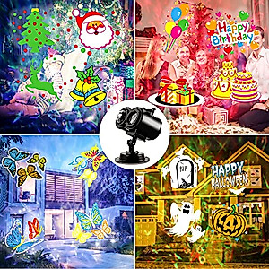 Christmas Projector Lights Outdoor, LED Holiday Projector Night Lights Waterproof with Remote Control & Timer for Christmas, Halloween, Party, Yard Garden Decorations