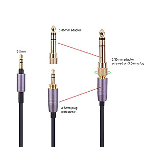 WH-1000xm4 Replacement Headphones Cable, Coiled Aux Cord Compatible with Sony WH-1000xm5, WH-1000xm4, WH-1000xm3, WH-1000xm2, WH-ch510, WH-ch700n, WH-ch710n and more, with 6.35mm Adapter (Max 14Ft)