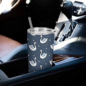KIOWEIR Duck And Dark Background Stainless Steel Tumbler 20oz With Lid And Straw, Insulated Tumblers Coffee Cup, Travel Mug for Ice Drink & Hot Beverage for Women Men Boys Girls